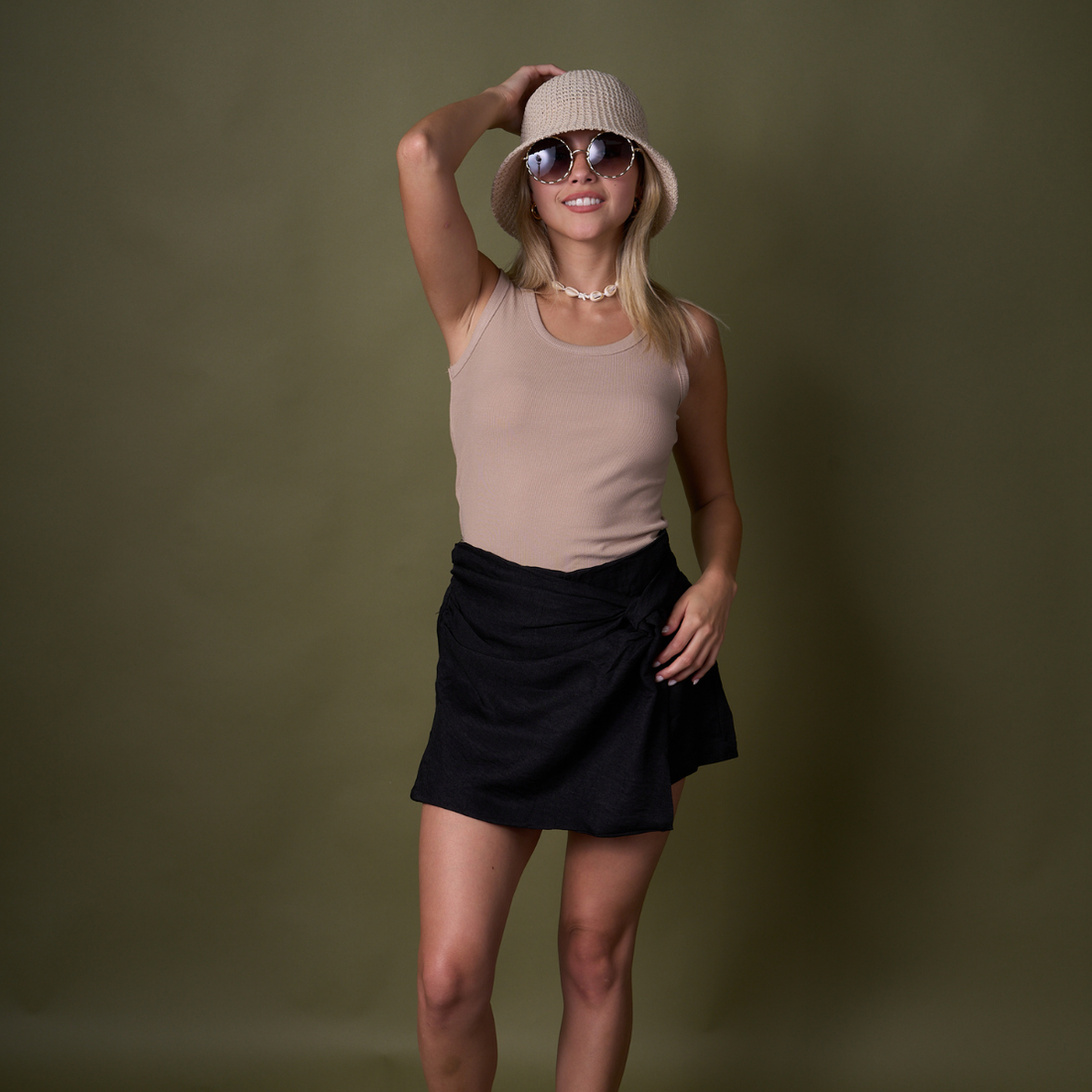 SHORT RAFAELLA NEGRA PARA MUJER – DISEÑO TIPO PAREO ELEGANTE VERANO ...